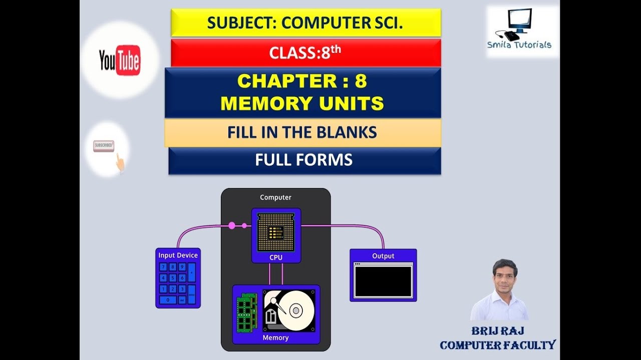 Class:8th Chapter-8 Memory Unit (Fill in the Blanks and Full Forms ...