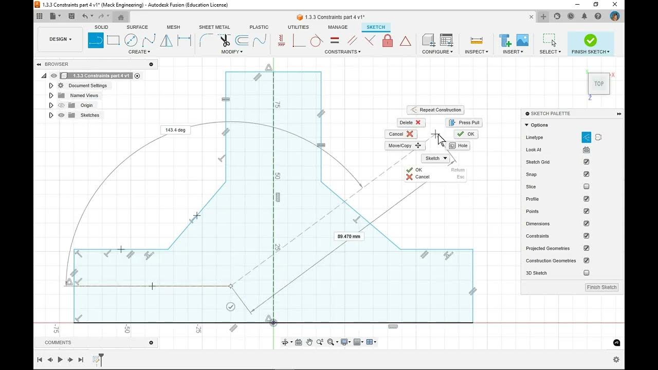 1.3.3 Sketch Constraints part 4 - YouTube
