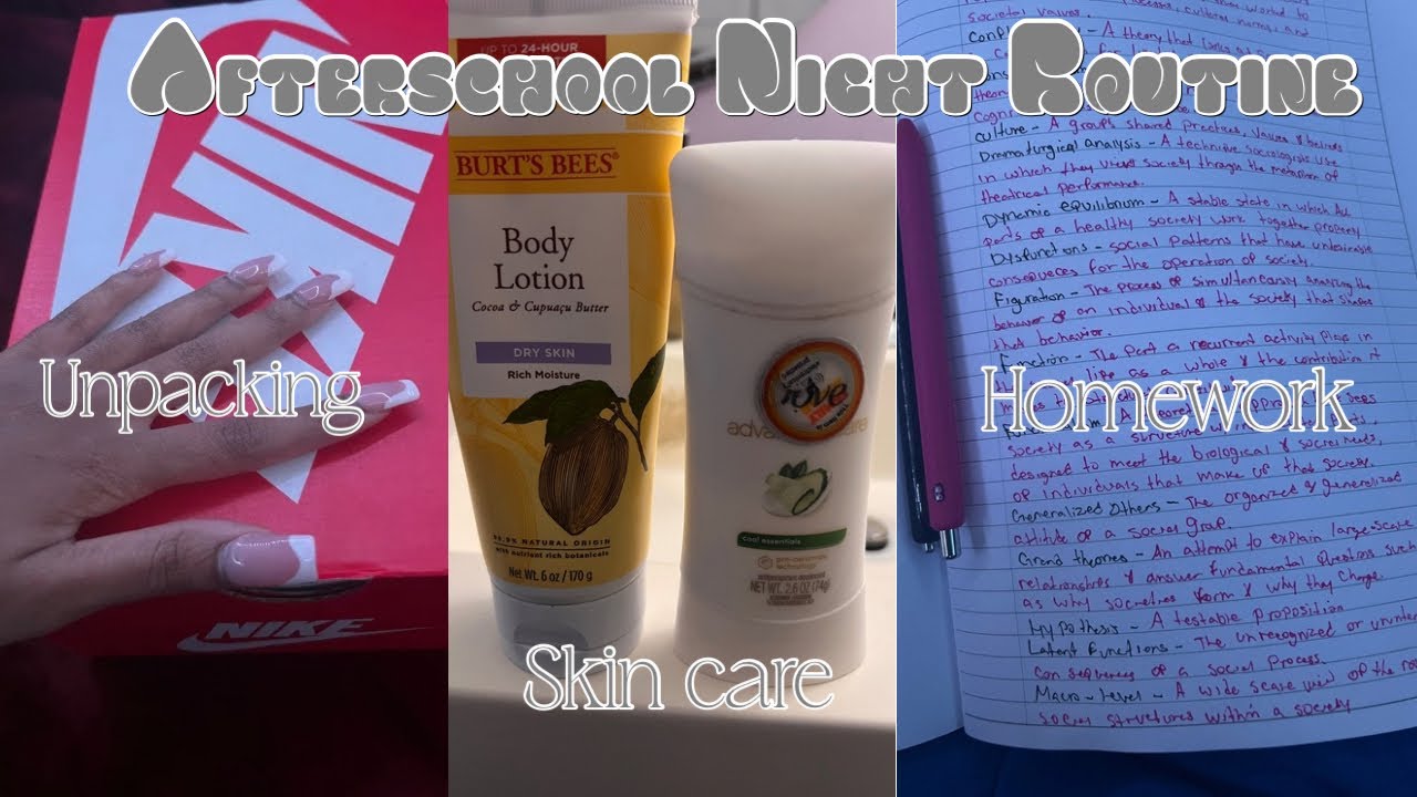 AFTERSCHOOL NIGHT ROUTINE| homework, skin care, unpacking - YouTube