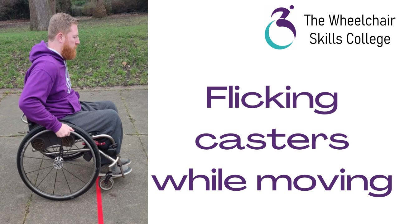 Wheelchair skills: Flicking casters while moving - YouTube