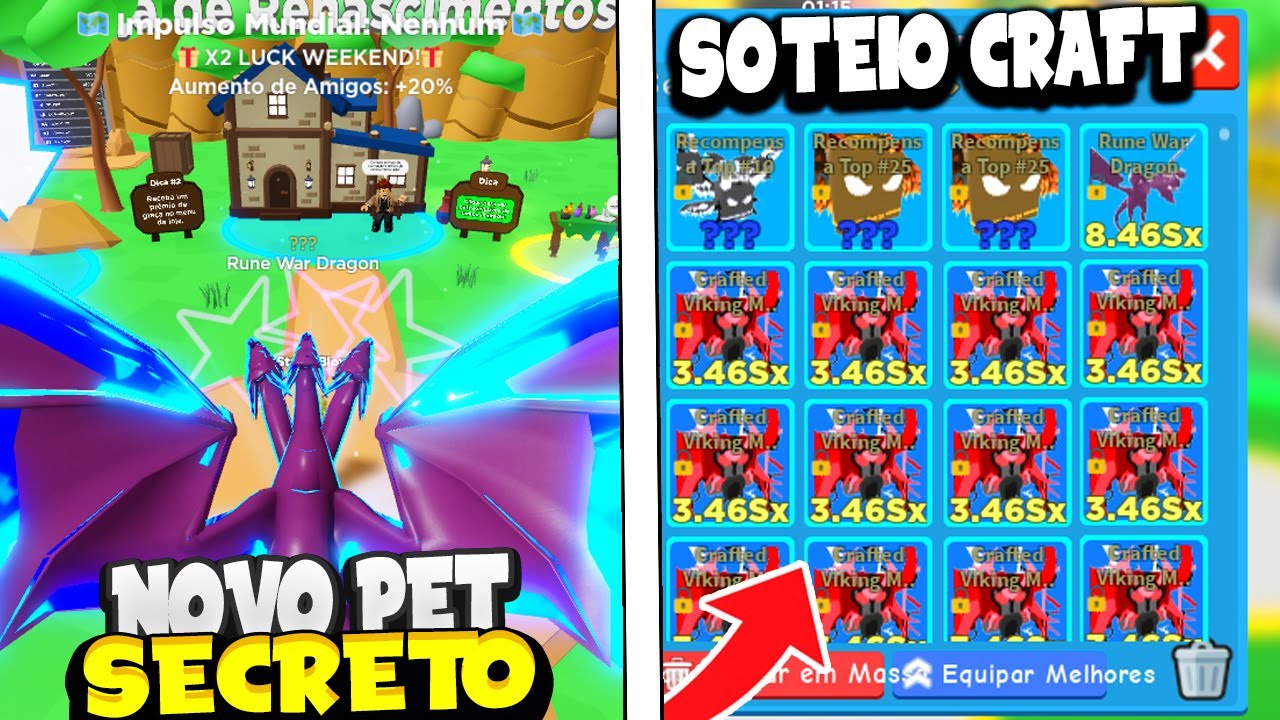FIZ A EVOULUAÇÃO CRAFT MAXIMA DOS NOVOS PETS SECRETOS NO CLICKER ...