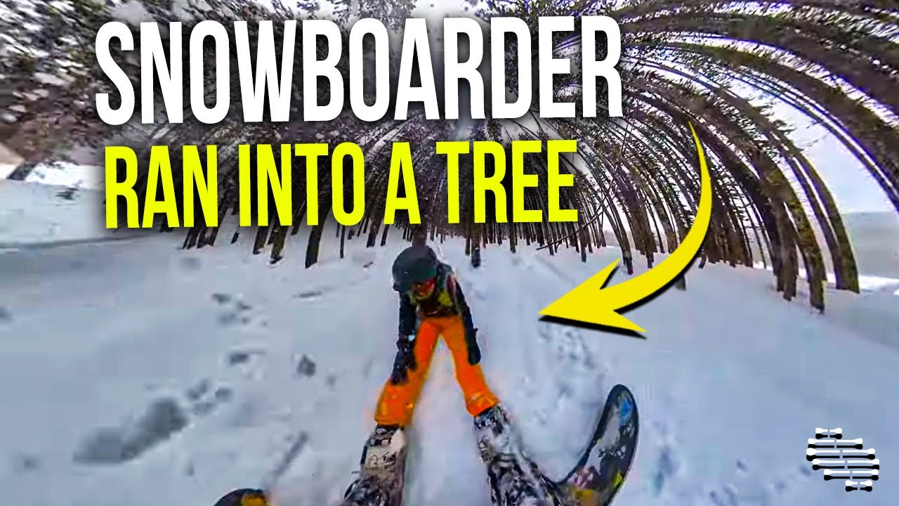 Snowboarder Ran Into a Tree While Cruising Through the Trees - YouTube