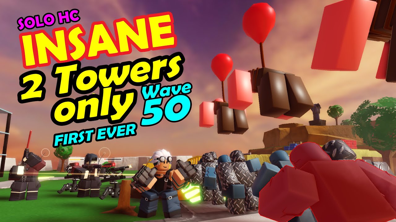 TDS SOLO HC Hardcore 2 Tower Only Wave 50 First Ever - Tower Defense ...