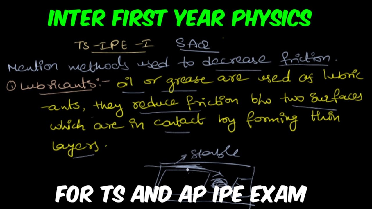 Mention methods used to decrease friction class 11 physics for TS and AP IPE exam - YouTube