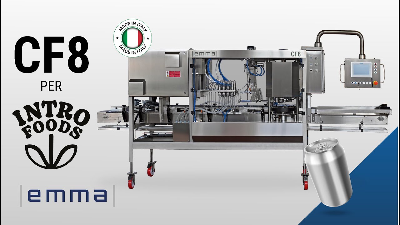 EMMA dual-line can filling machine: CF8 for kombucha - YouTube