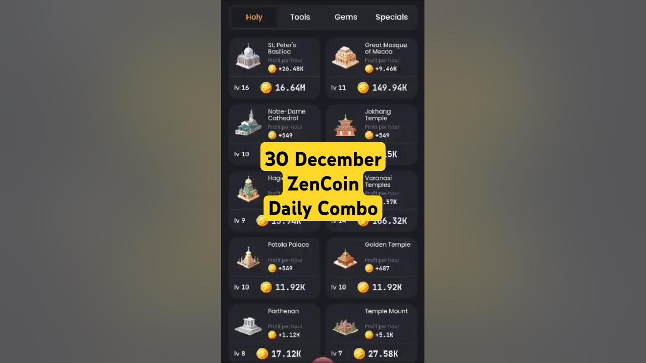 30 December ZenCoin Daily Combo #zencoin #shortsfeed #trendingshorts - YouTube