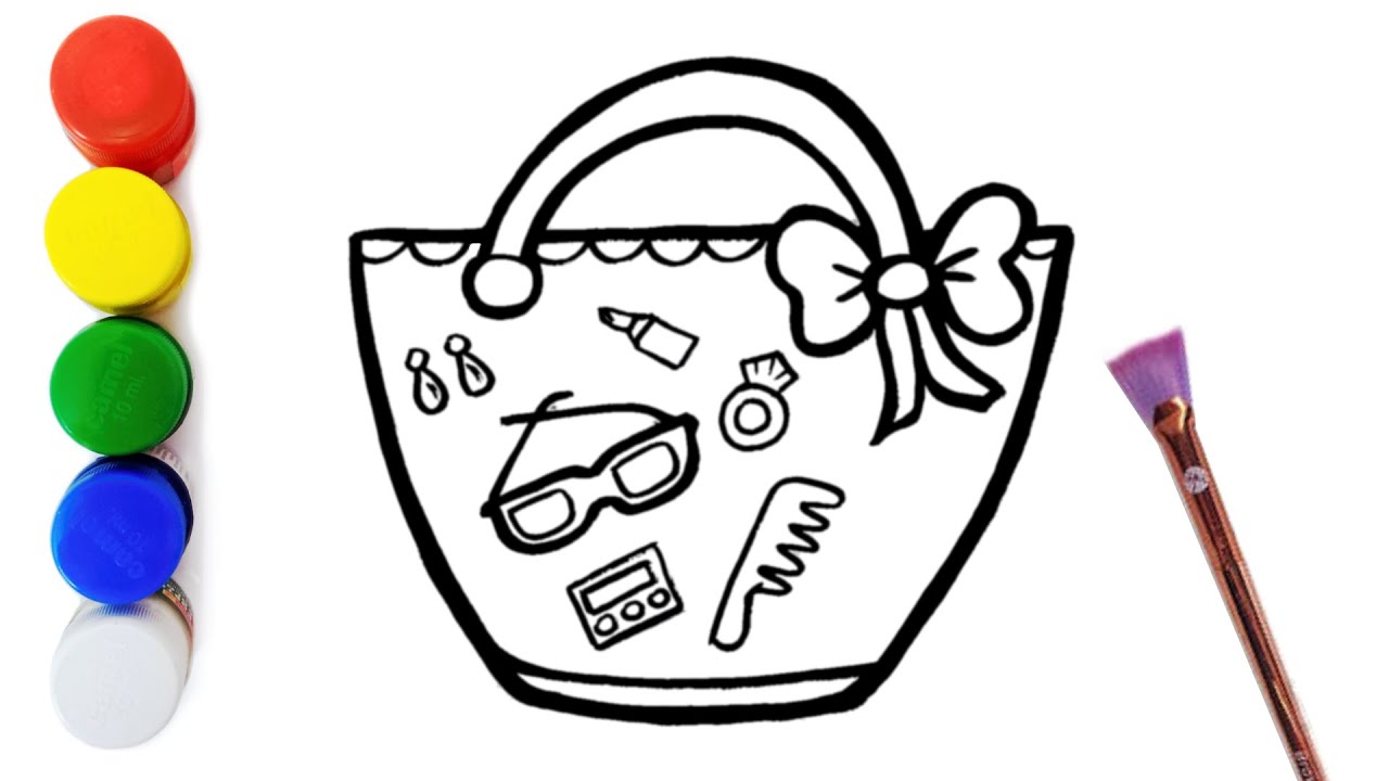 How to Draw a Makeup Beauty Bag 👜💄 Drawing and Coloring Handbag - YouTube