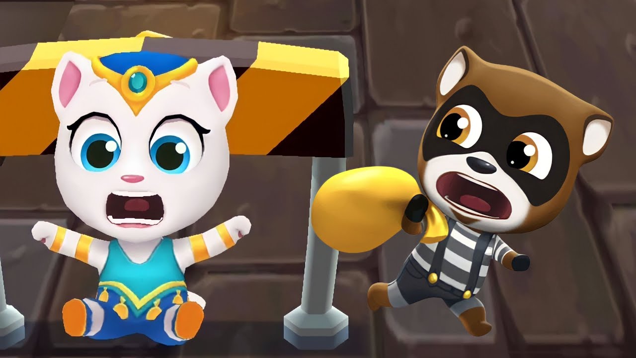 Update News!! Talking Genie Angela vs Raccoon Boss - Talking Tom Gold ...