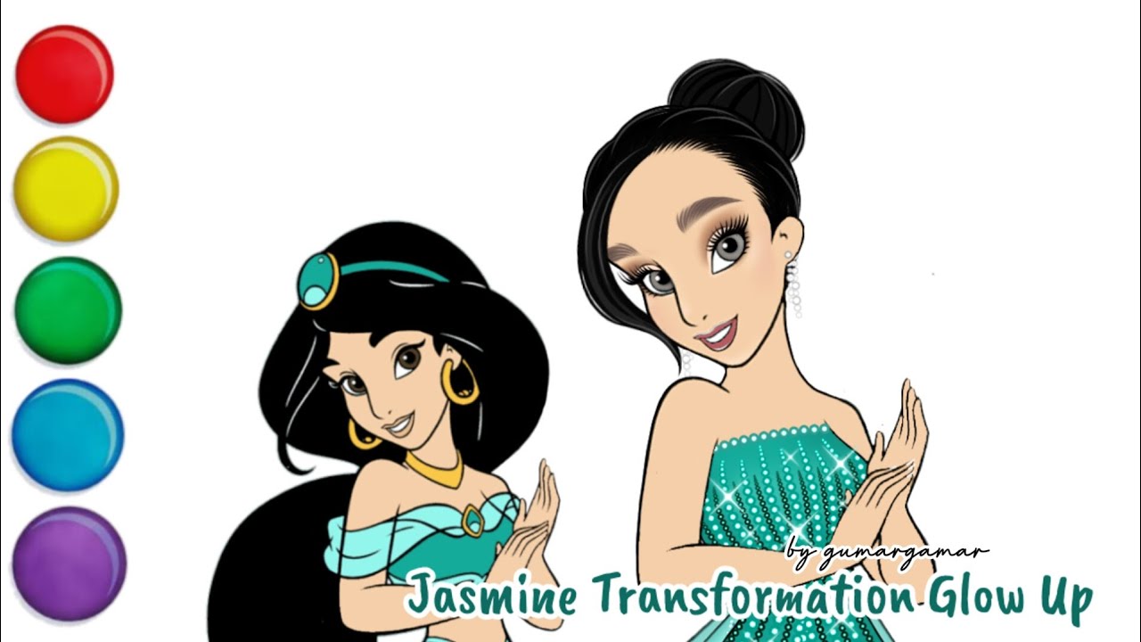 Princess Jasmine glow up transformation in beautiful dress edit on Ibispaint x - YouTube