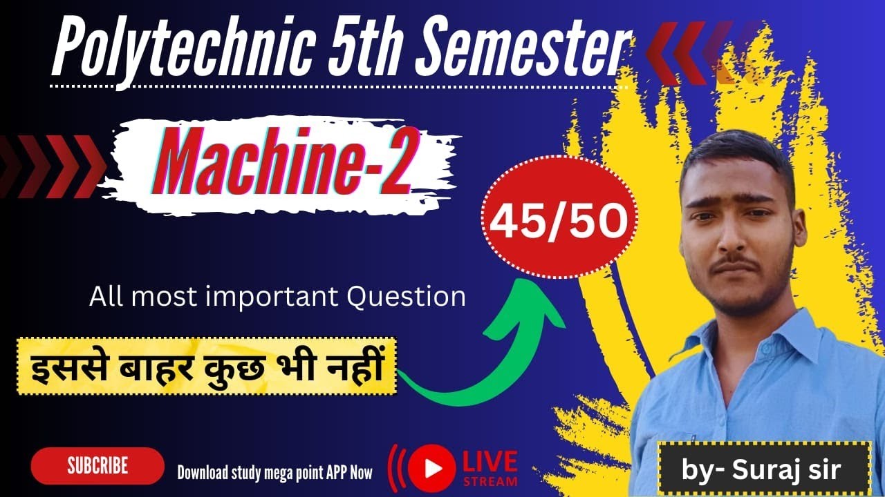 Machine 2 (मैराथन) class|| polytechnic 5th semester machine 2||study mega point machine 2 - YouTube