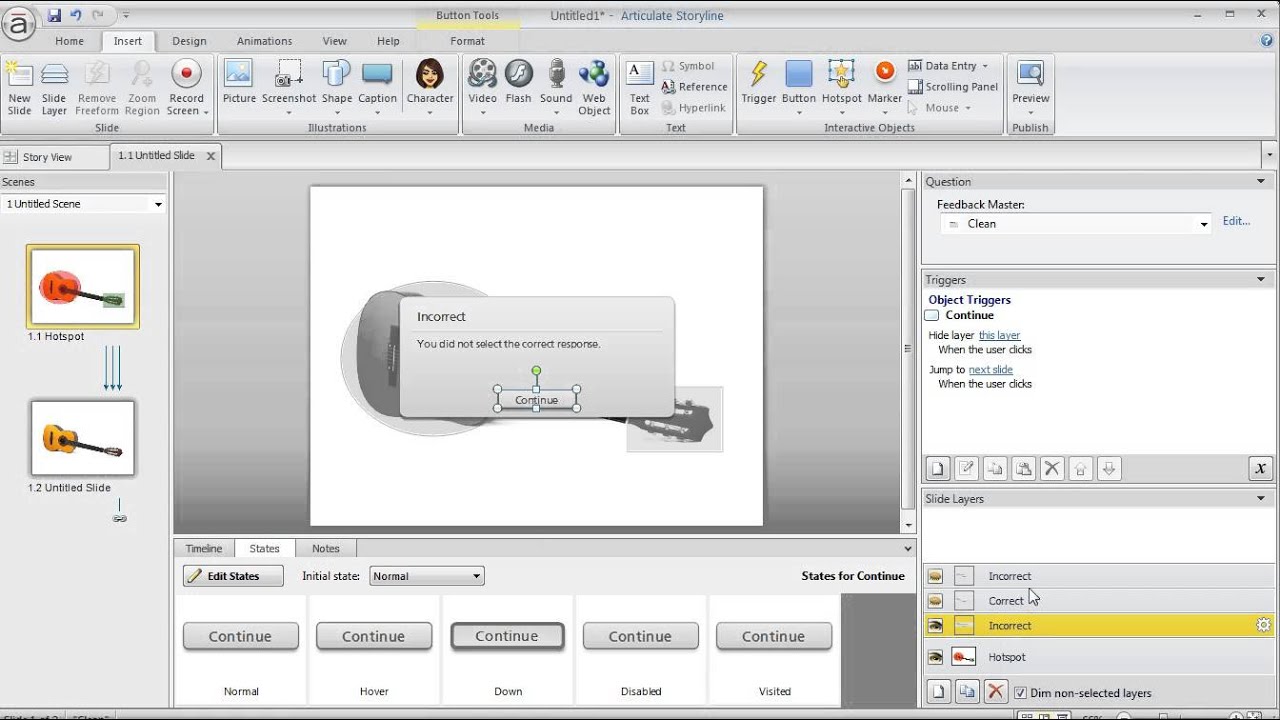 Articulate Storyline Tutorial Creating Customized Feedback For Hotspots Youtube