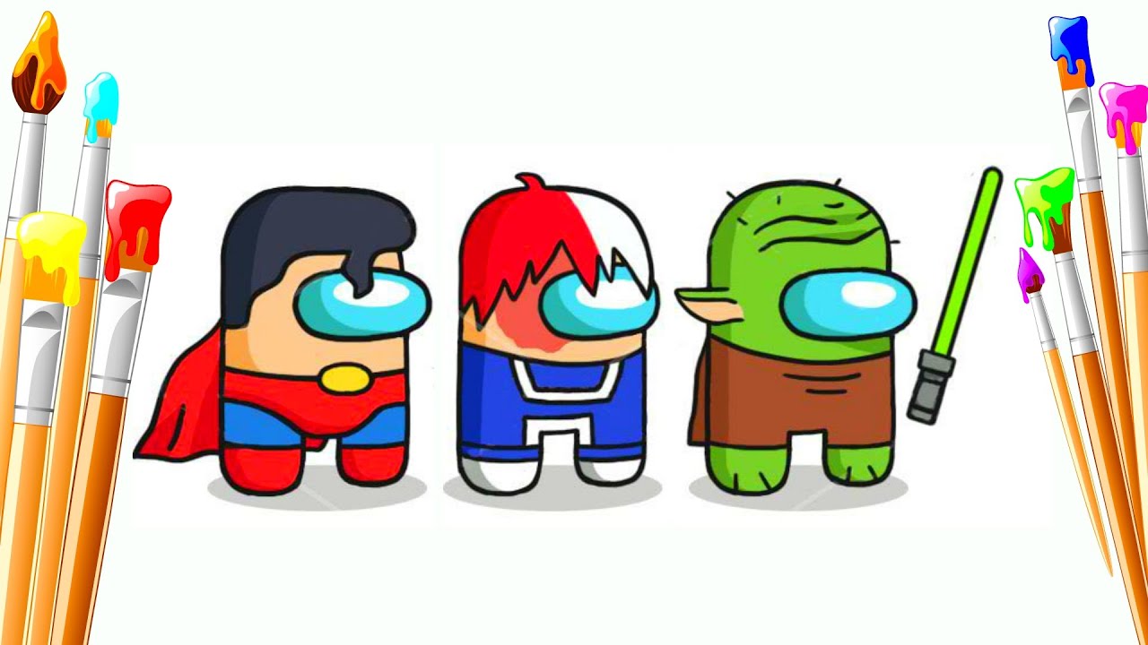 How to Draw Among Us Super Hero || Among Vs Star Wars Among Us Pencil ...