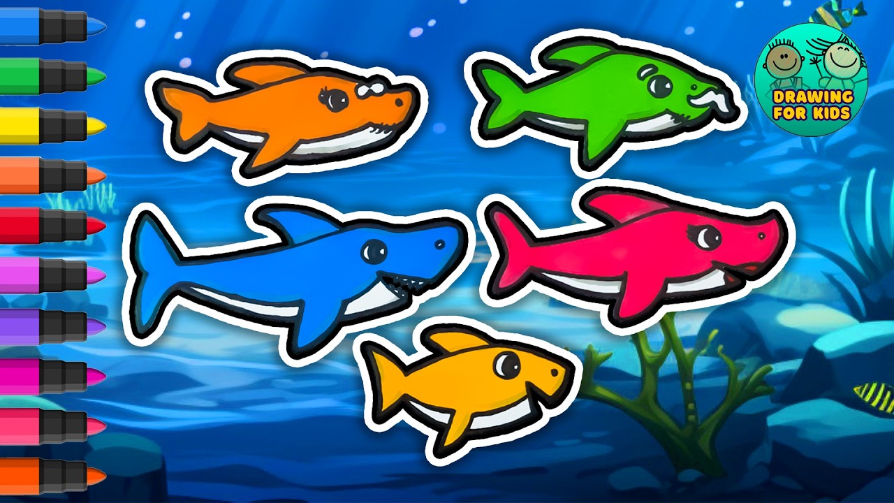 How to challenge your kids with this fun shark family drawing activity ...