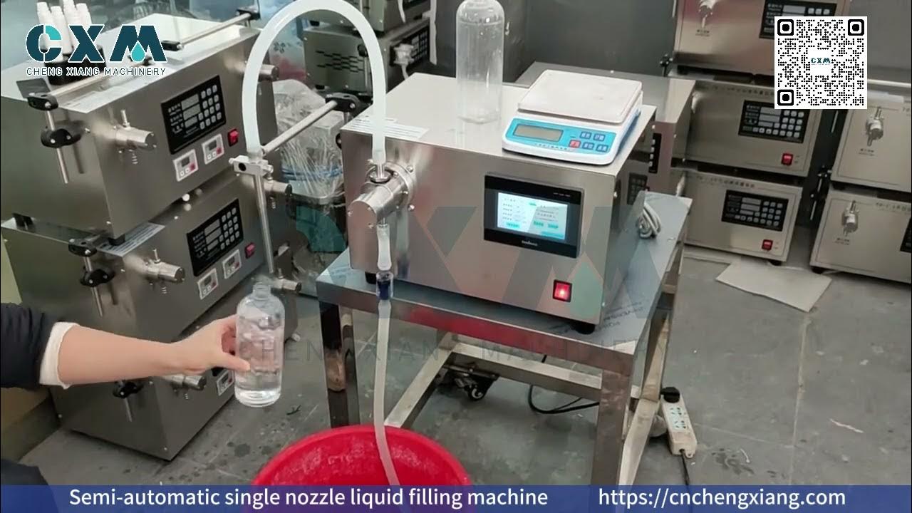 Semi automatic single nozzle liquid filling machine - YouTube