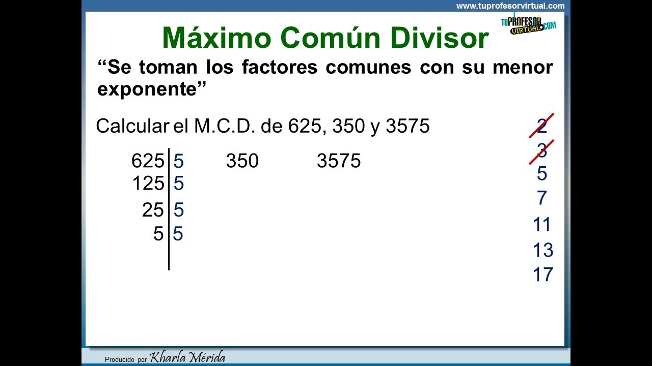 MÚLTIPLOS Y DIVISORES. Calcular el Máximo Común Múltiplo. Ejercicio 1 ...