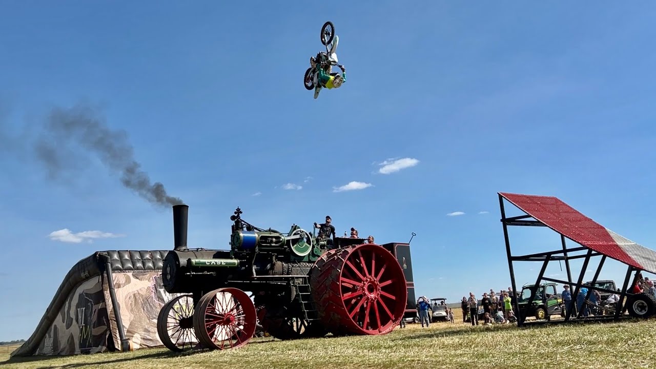 Motocross Backflip over 150 HP Case Steam Engine - YouTube