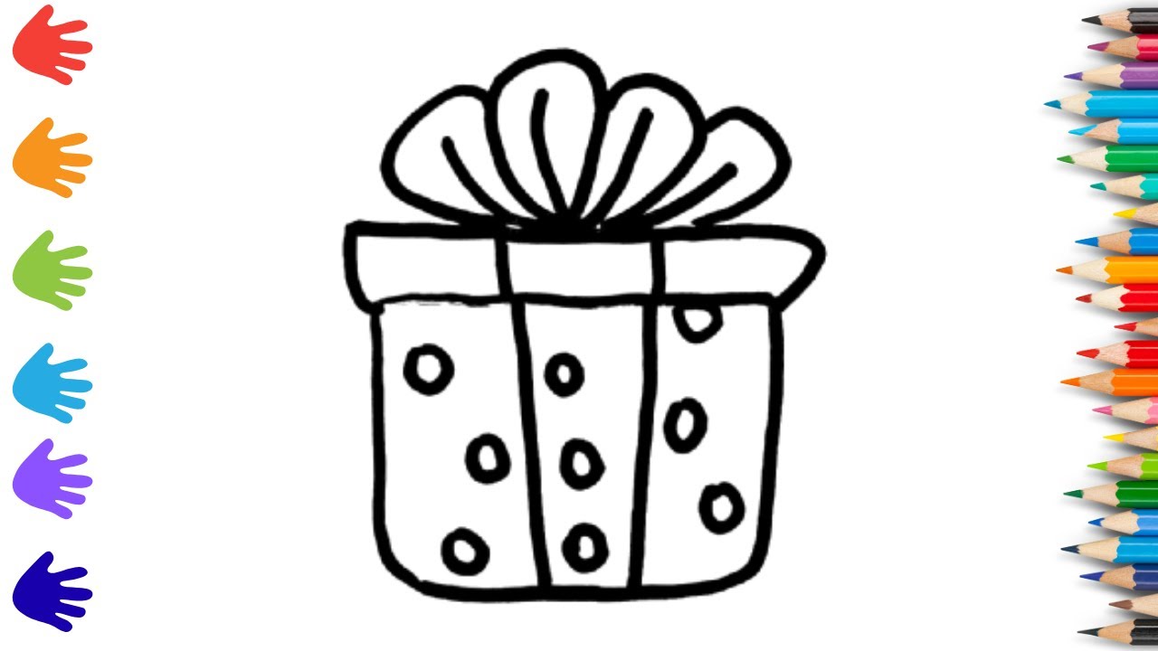 How To Draw cute gift box Drawing, Painting & Coloring For Kids and ...