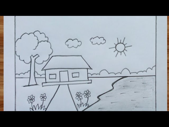 Natural Scenery Pencil Drawing For Kids Nature Drawing With Pencil