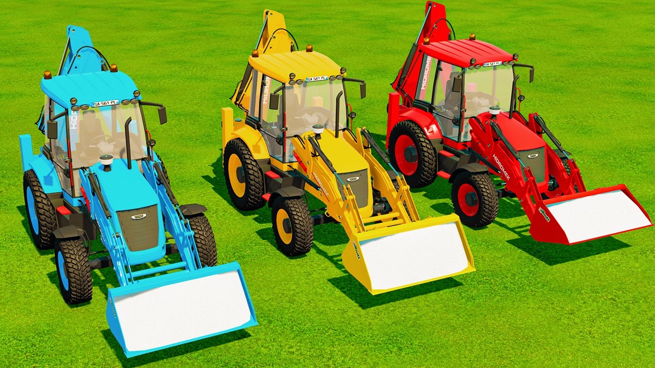 Mini Trucks With COLORS - LIME LOAD - CAT BACKHOE LOADER - Farming ...