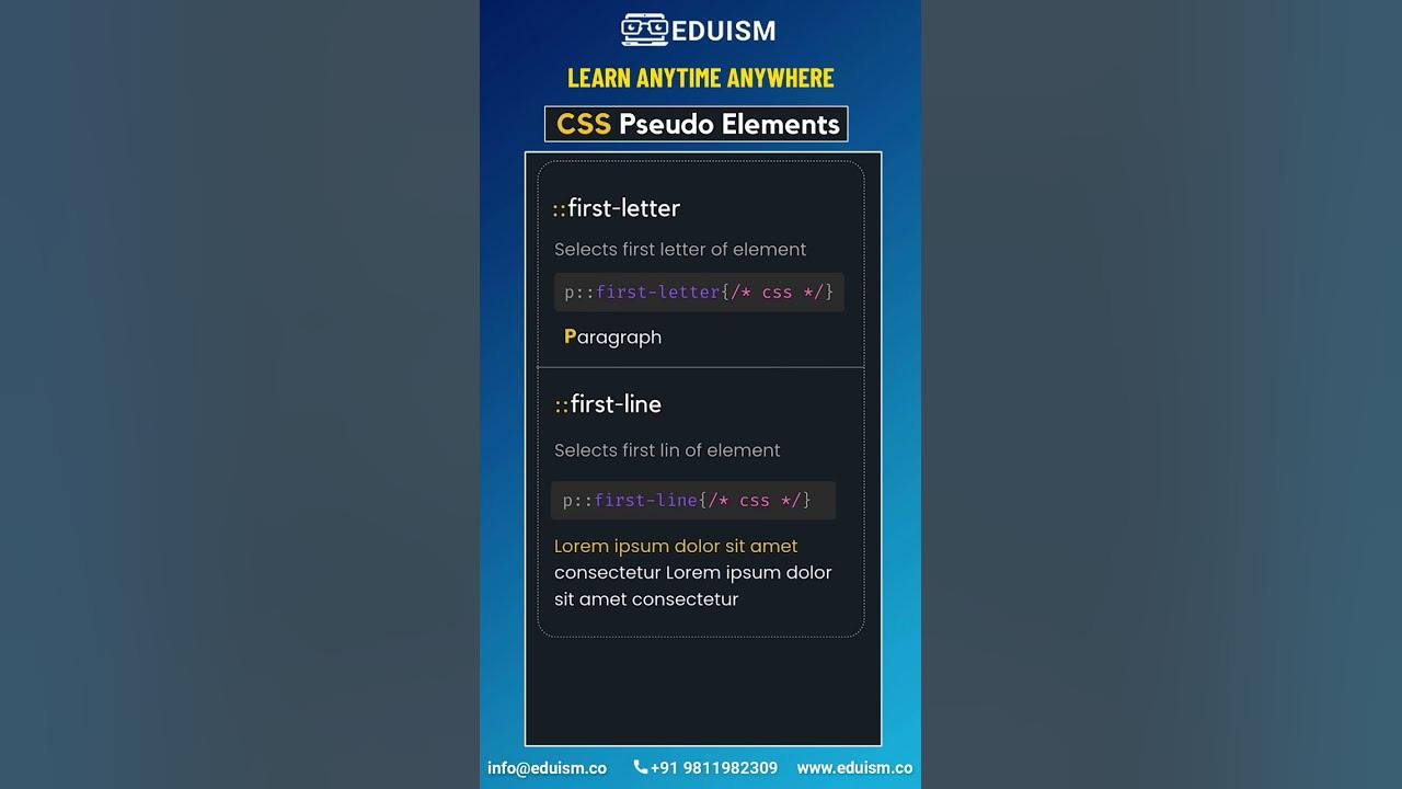 Css Pseudo Elements Css Developer Pseudo Pseudoelements Codeextension Csstutorialscool