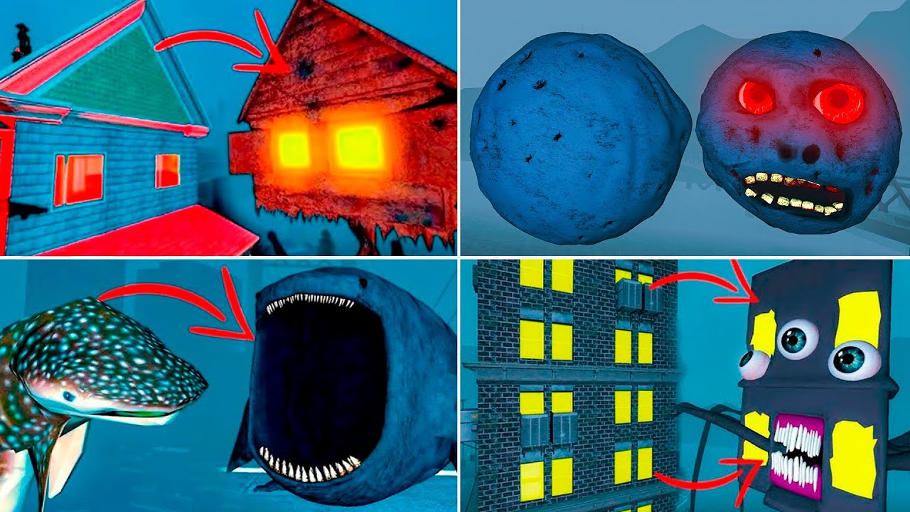 EVERYTHING TURNED INTO MONSTERS | HOUSE HEAD, SCARY MOON, BLOOP ...