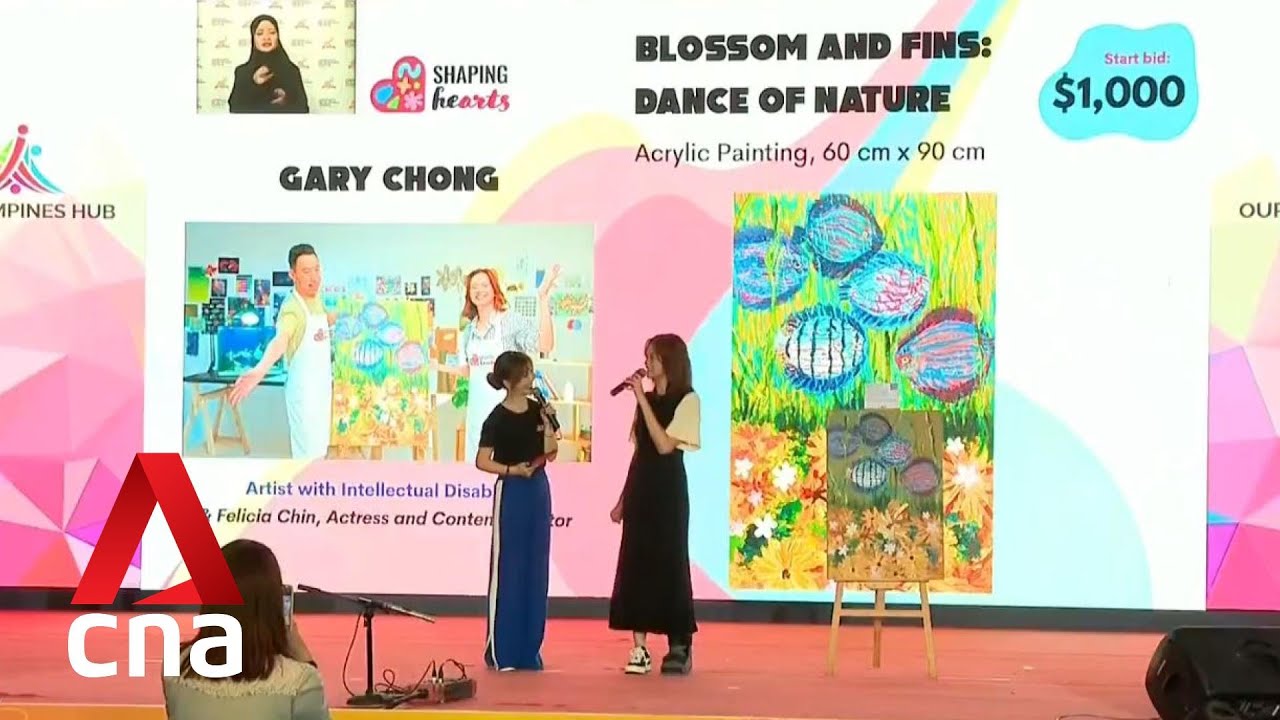 S$86,000 worth of art sold during auction at Shaping Hearts festival - YouTube