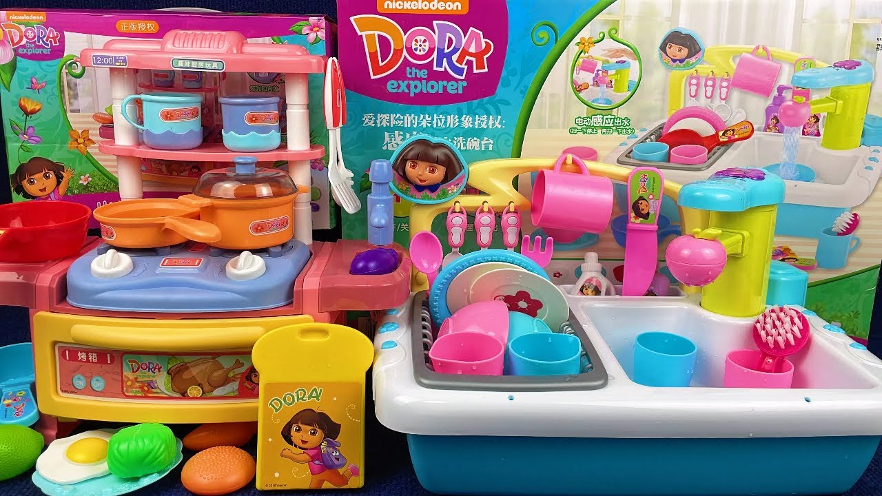 10 Minutes Satisfying with Unboxing Dora Kitchen Sink Toys Play Set ...