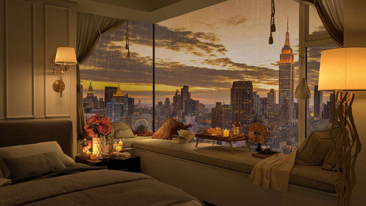 Smooth Piano Jazz Music at Cozy Bedroom - Background Music & Rain ...