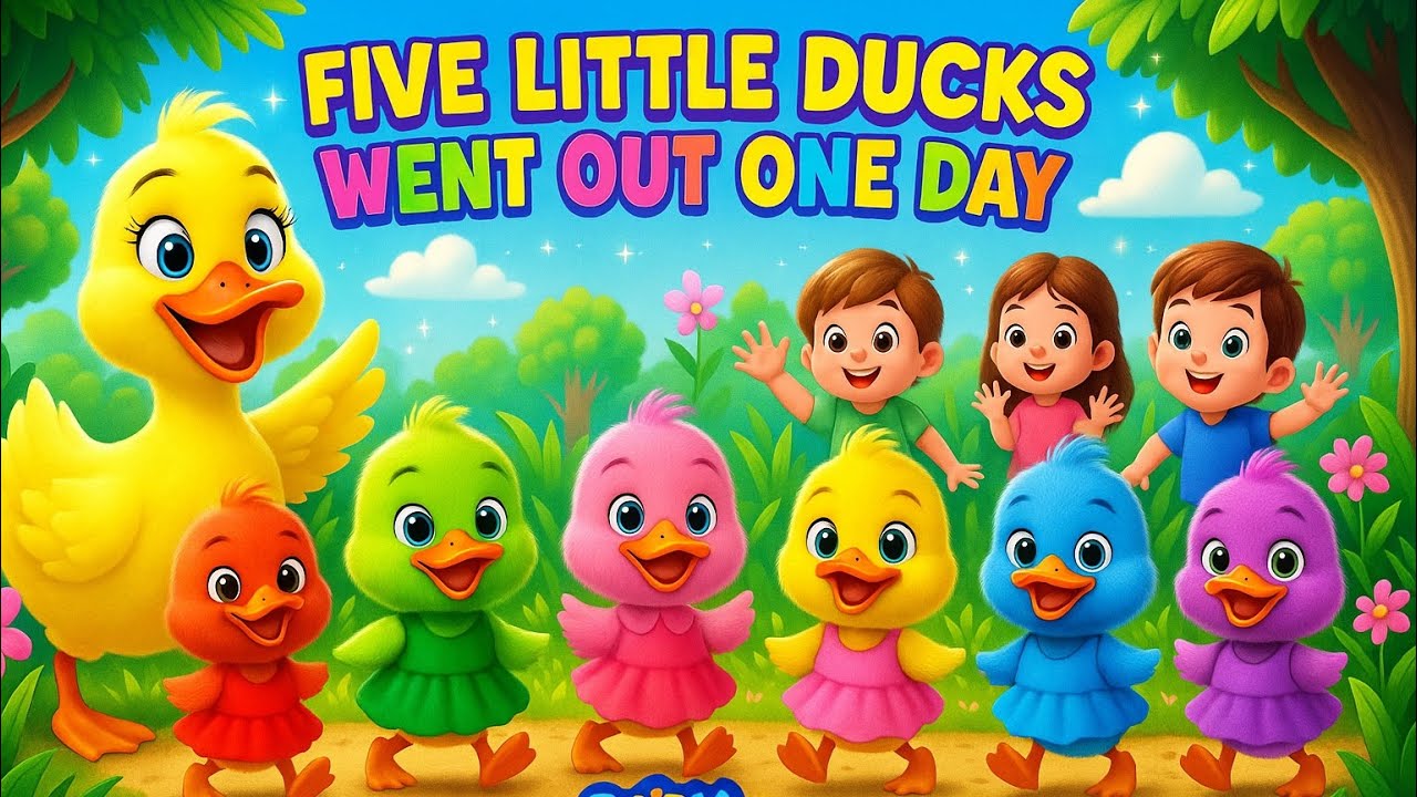 🐤 Five Little Ducks Went Out One Day 🌈 | Baby Rhymes | Kids Learning ...