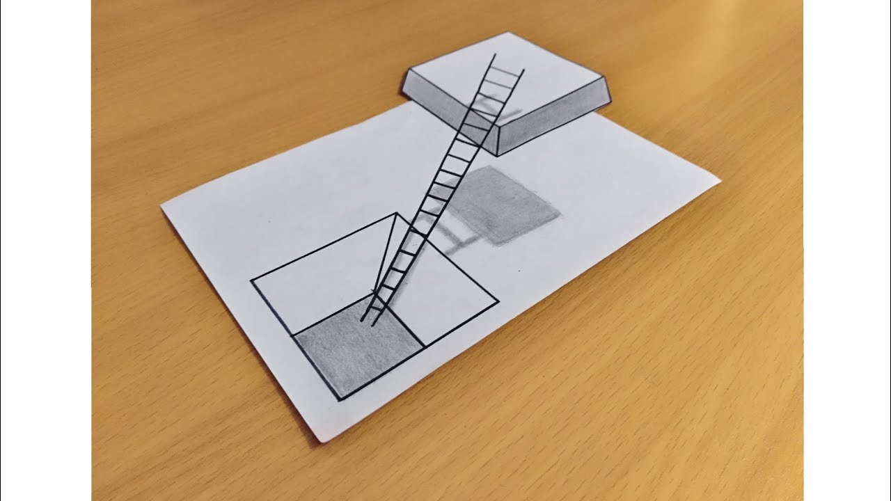 How To Draw A 3d Optical Illusions Stair Holes And Floating Cubes Step By Step Art Media