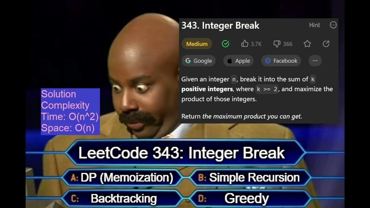Integer Break Explained Ace Your Leetcode Technical Interview With Coding Card Sharp Youtube 5012