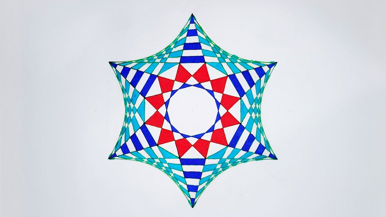 Geometric Star Pattern Using Straight Lines #drawing #art # ...