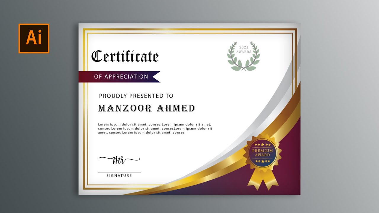 Certificate Design in illustrator | Certificate - YouTube