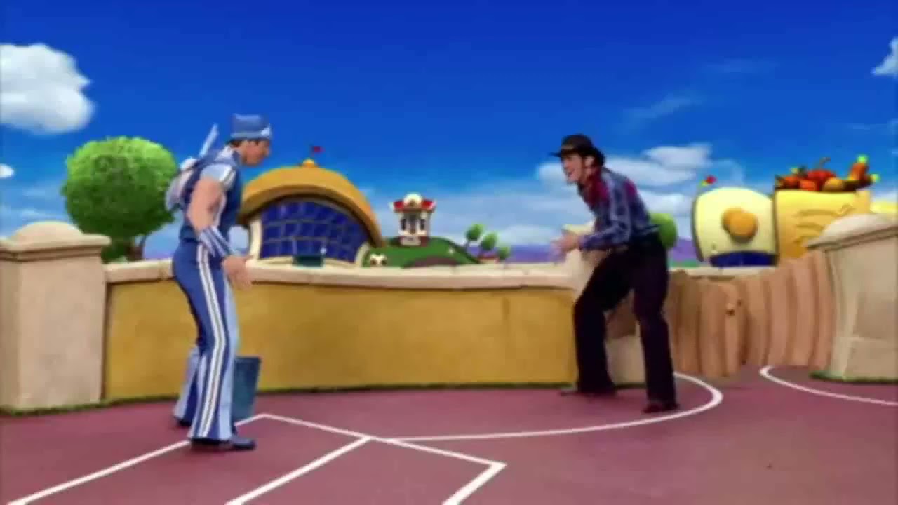 Sportacus vs robbie rotten -duel cowboy -7 minutes - YouTube