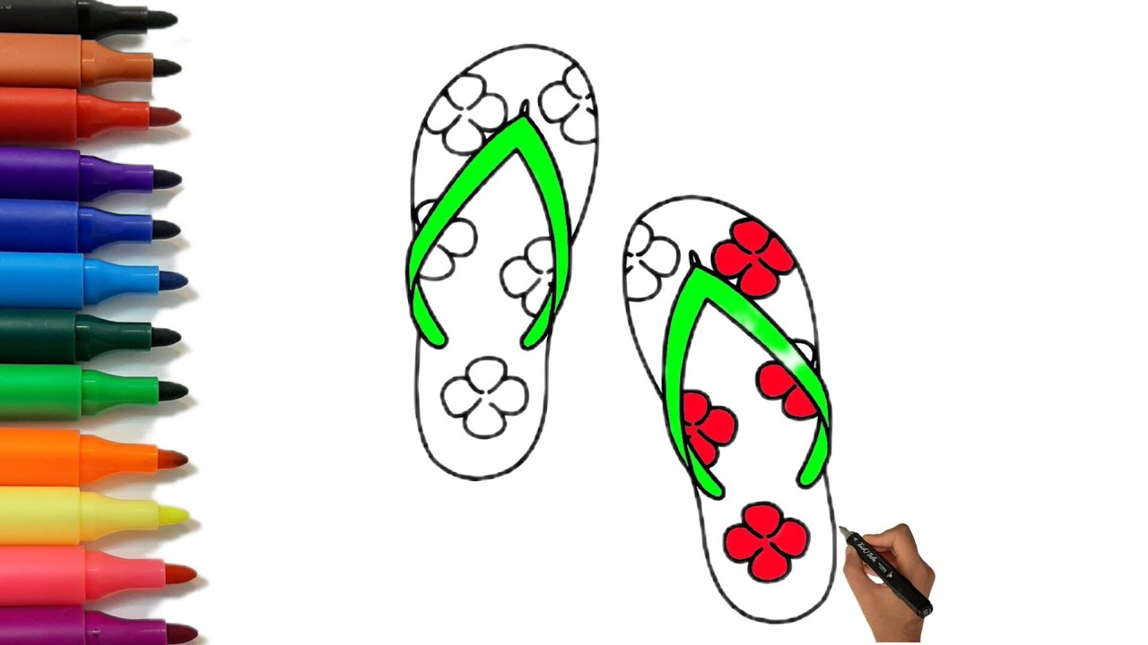 Learn to drawing sandals easy drawing for kids and toddlers - YouTube