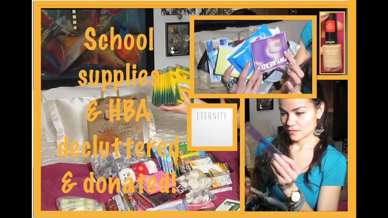 Declutter: Donated lots of school supplies and HBA items! - YouTube