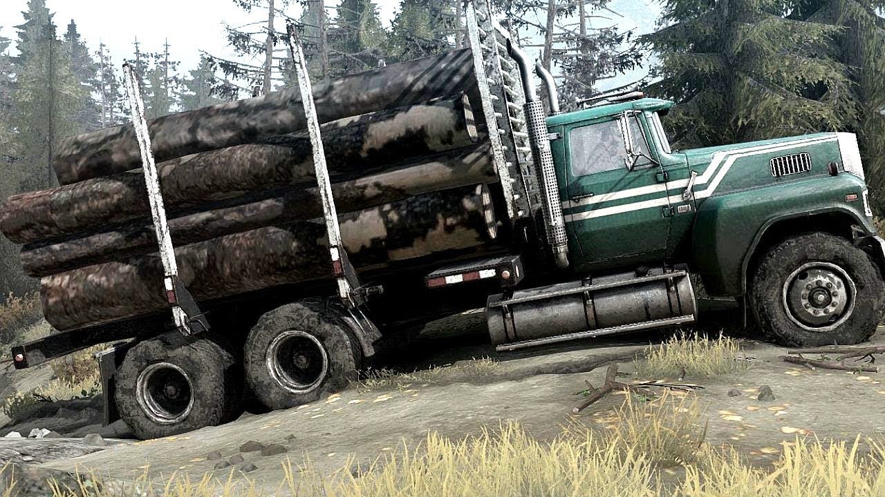 MudRunner - Ford LT9000 Log Transport on the Downhill Map - YouTube