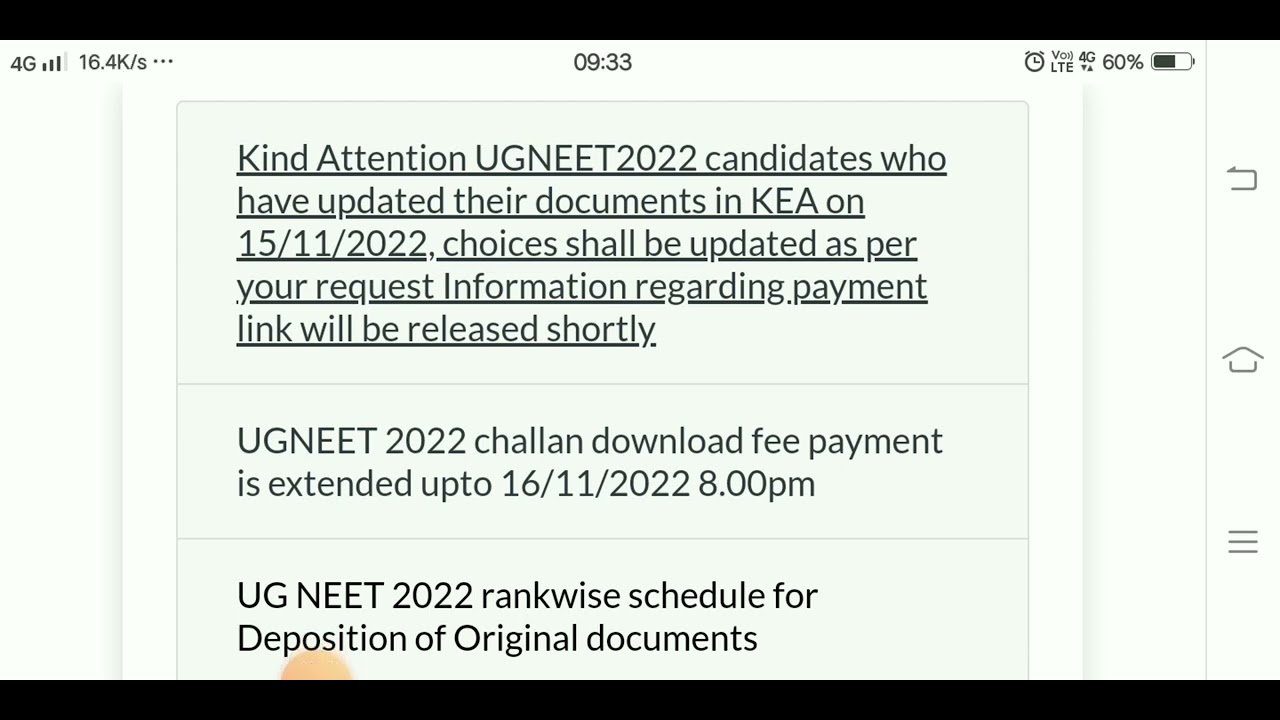 kea latest news regarding documents submission / fee payment challan ...