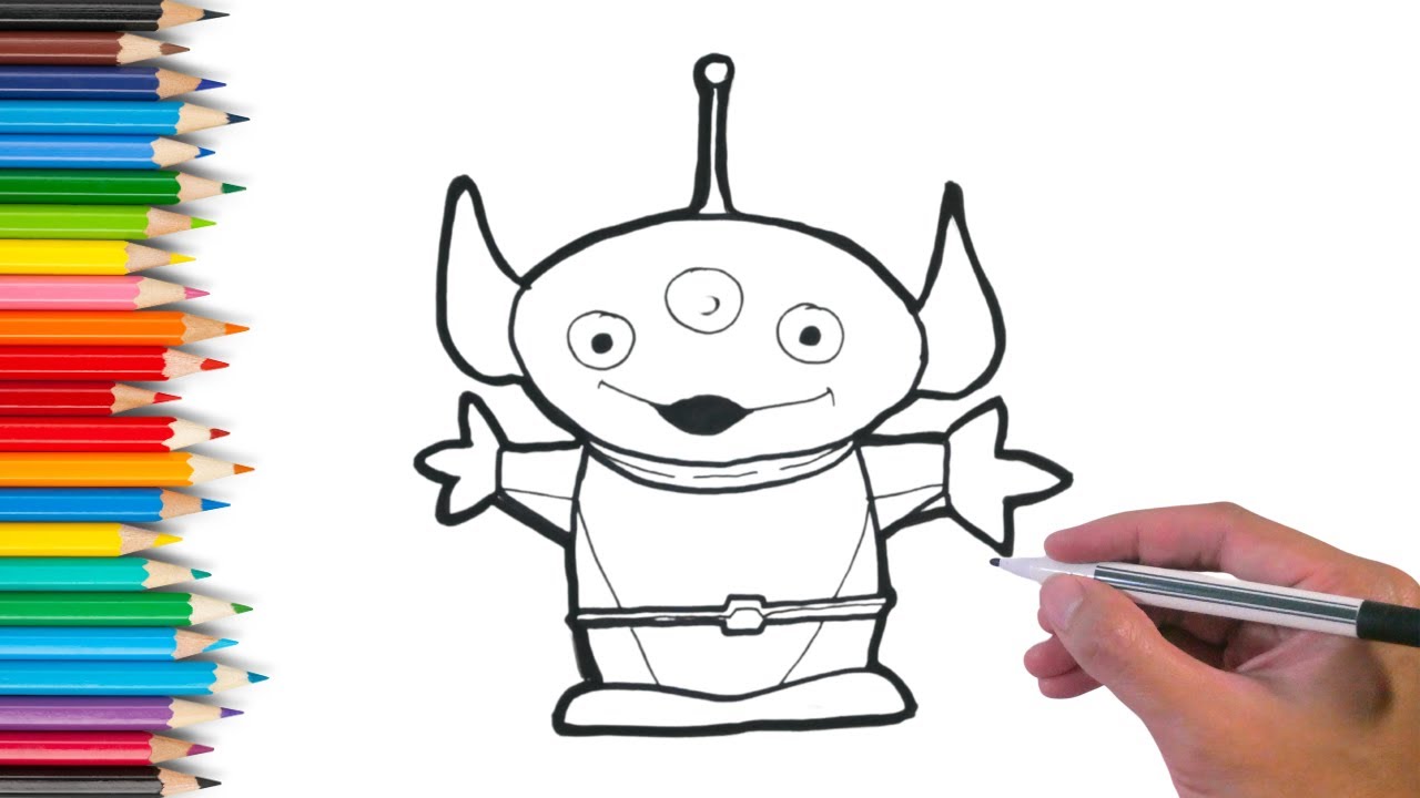 Toy Story Alien Drawing - How to Draw Little Green Man | Toy Story ...