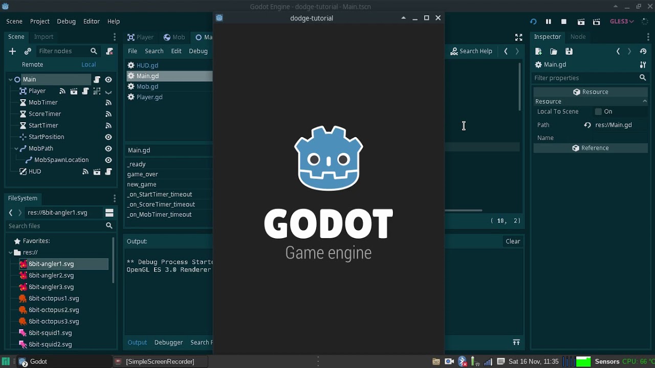 I completed the Dodge Game Tutorial in Godot - YouTube