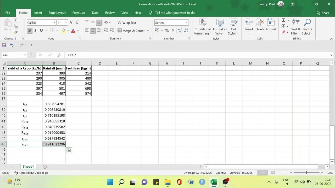 How to find Partial Correlation Coefficient using Excel? - YouTube