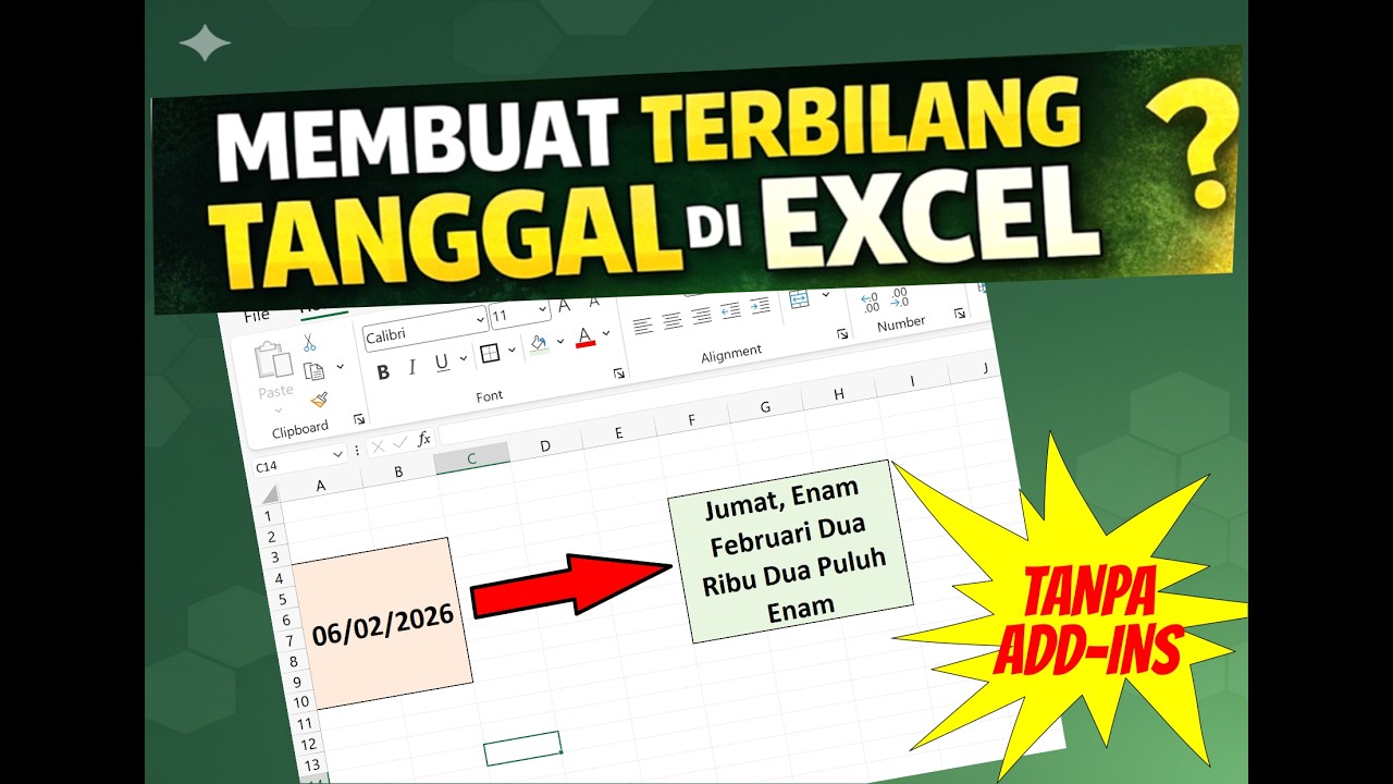 Cara Membuat Terbilang Tanggal di Excel OTOMATIS | Rumus TEXT, DAY ...