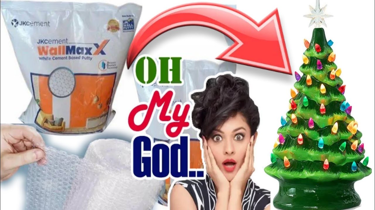 bubble polythene white cement based putty#craft# Christmas tree with ...