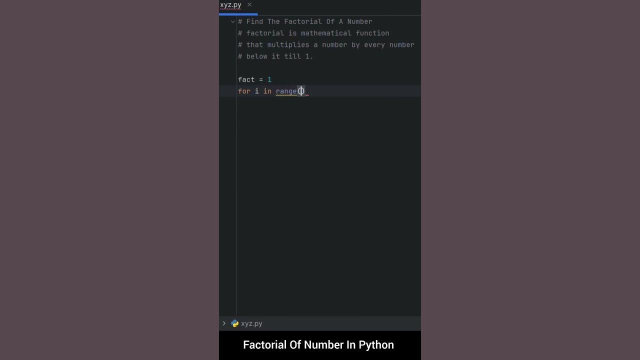 Find The Factorial Of Numbers In Python #factorial #python #shorts - YouTube