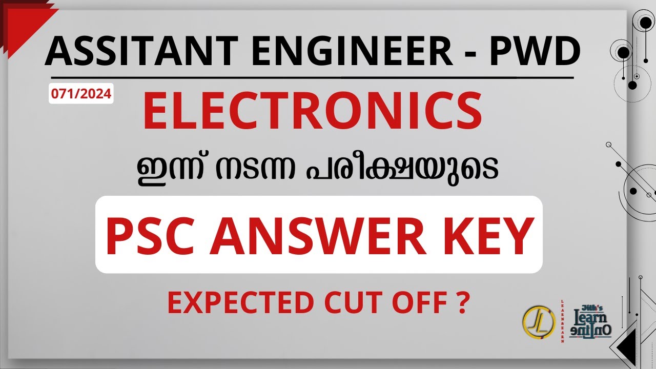 ANSWER KEY | ASSISTANT ENGINEER | ELECTRONICS | PWD - YouTube