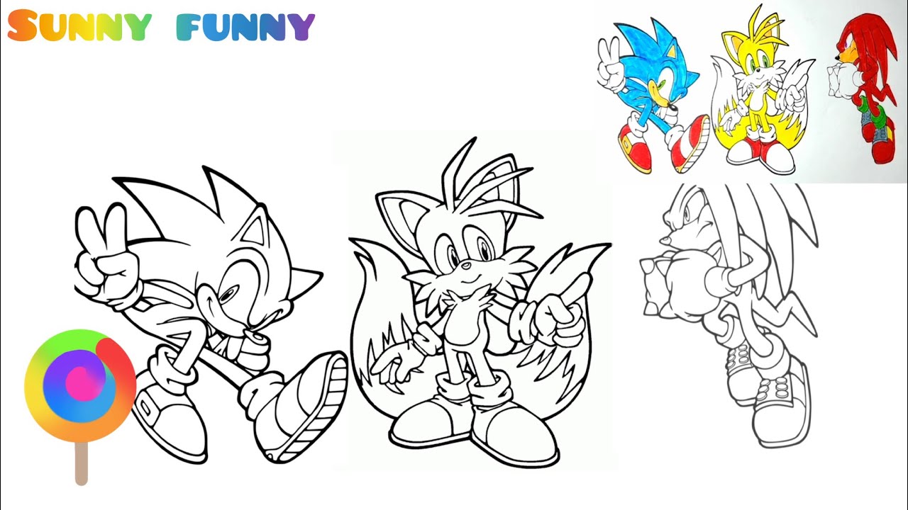 Sonic Team Coloring Pages / Drawing Sonic, Tails and Knuckles - YouTube
