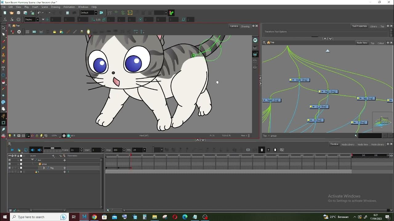 Tutorial animasi kucing berjalan, cat walk cycle animation. Toonboom ...