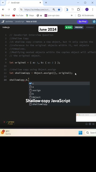 142200 Shallow Copy Javascript Softwareengineer Coding Javascript Developer Youtube