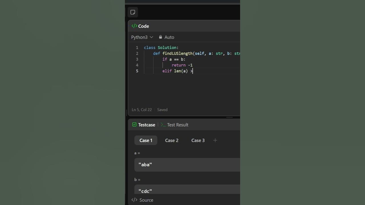 leetcode: #521. Longest Uncommon Subsequence I #shorts #ytshorts - YouTube