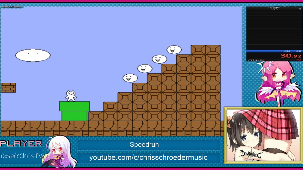 Cat Mario Level 1 Speedrun in 49.27s - YouTube